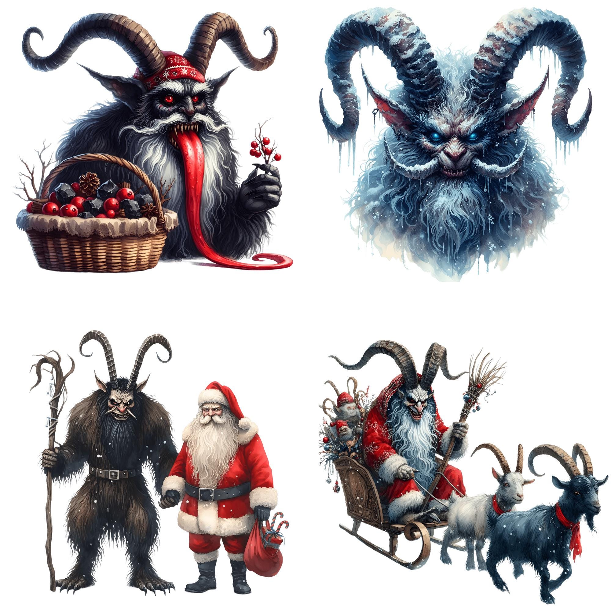 Krampus Clipart Bundle – 40 High-quality Pngs, Transparent 300 DPI ...