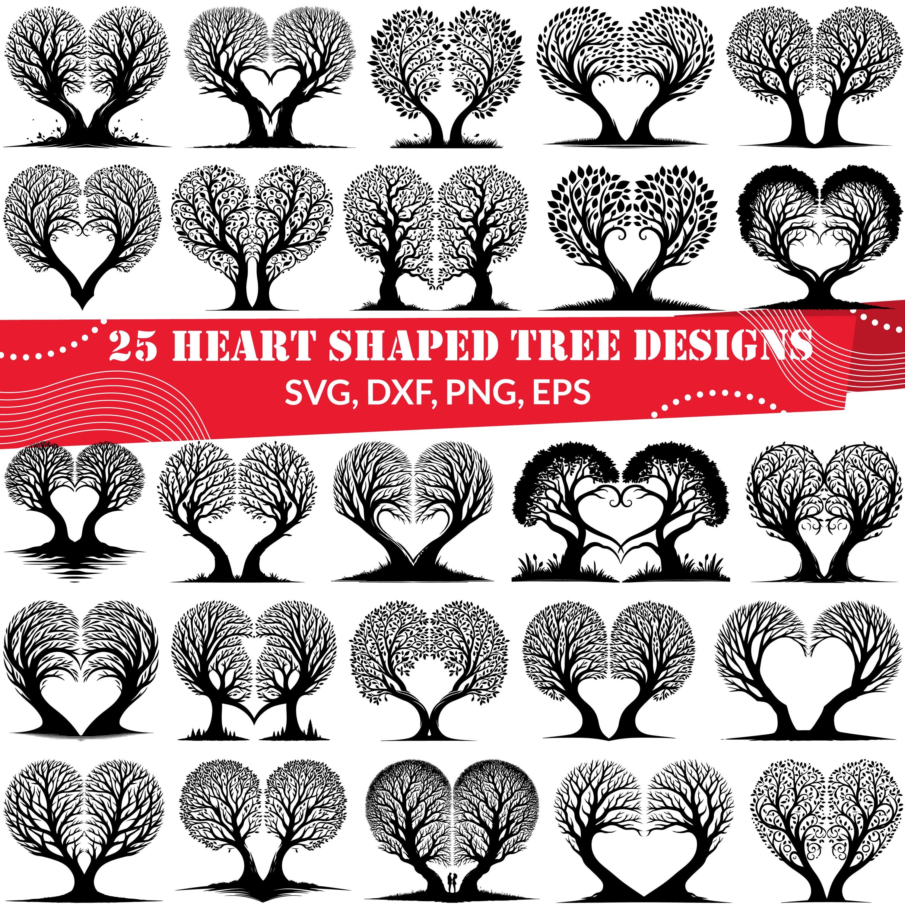 Heart Shaped Tree SVG Bundle, Heart Shaped Tree Dxf, Heart Shaped Tree ...