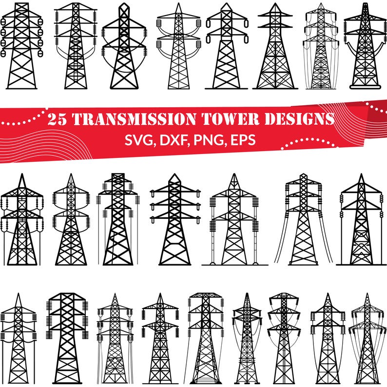 Transmission Tower SVG | Utility Structure Clipart | Industrial Design ...