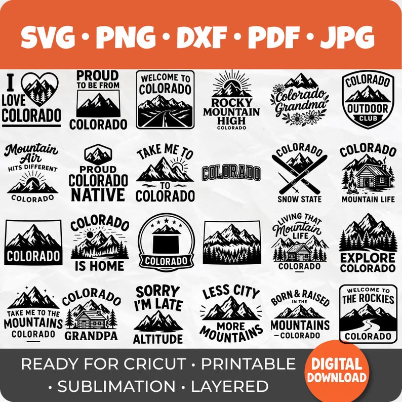50 Colorado SVG Bundle | Rocky Mountain State Designs | High Altitude ...