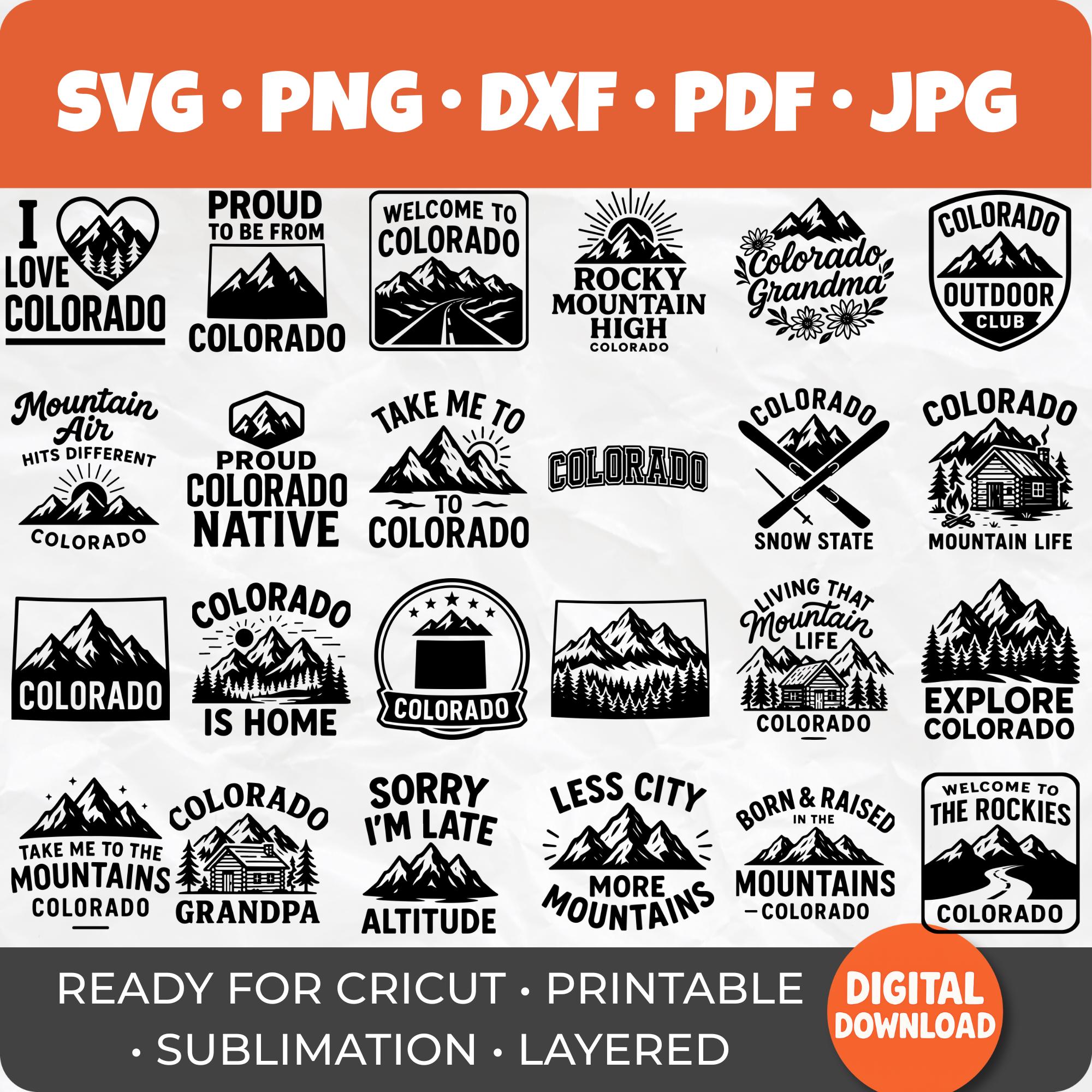 50 Colorado SVG Bundle | Rocky Mountain State Designs | High Altitude ...