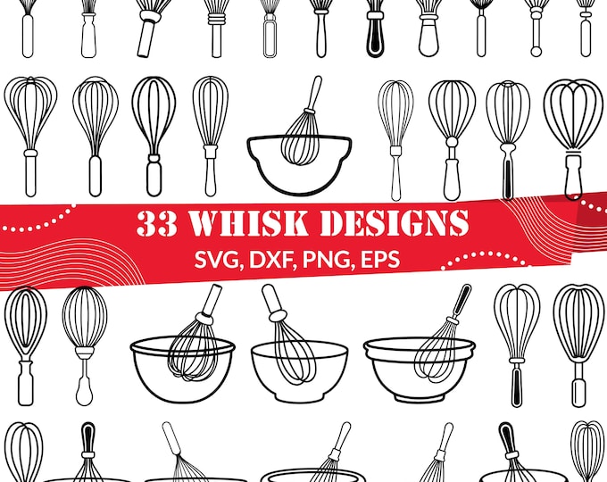 Whisk Vector Clipart / Outline & Stamp Graphic/ Baking Cooking / PNG ...