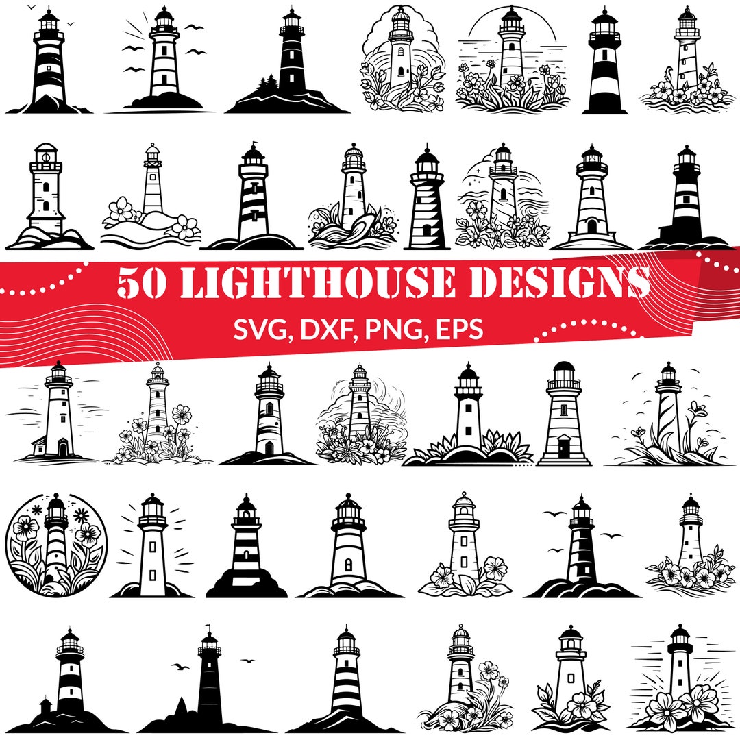 Lighthouse SVG Bundle, Lighthouse Dxf, Lighthouse Png,lighthouse Vector ...