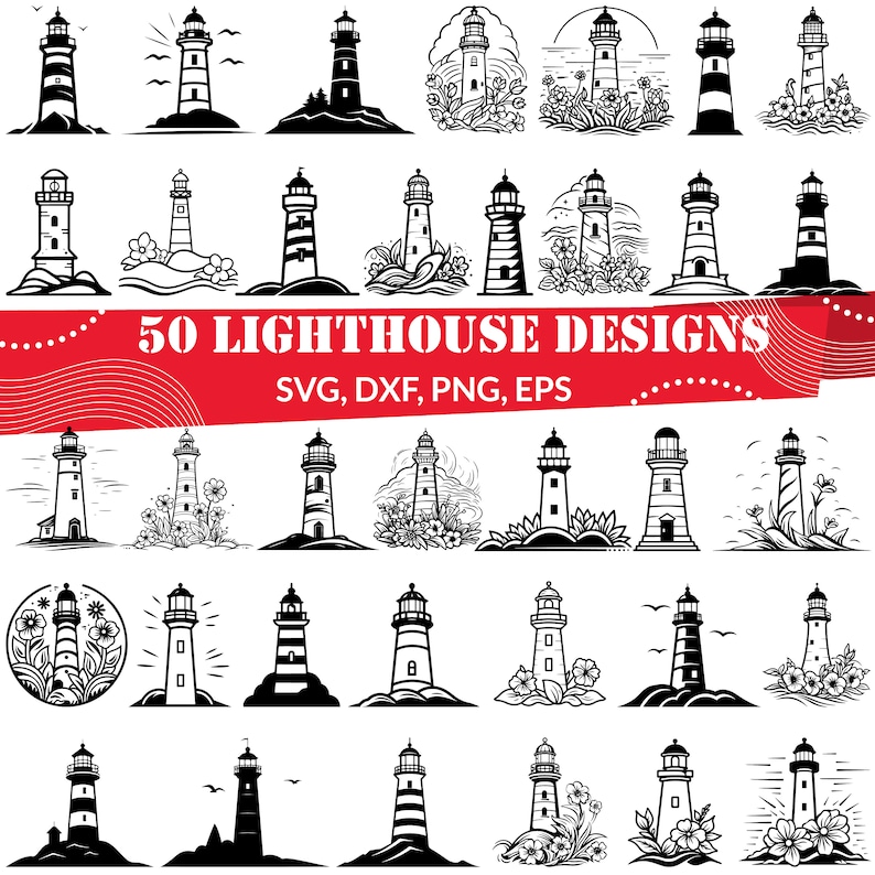 Lighthouse SVG Bundle, Lighthouse Dxf, Lighthouse Png,lighthouse Vector ...