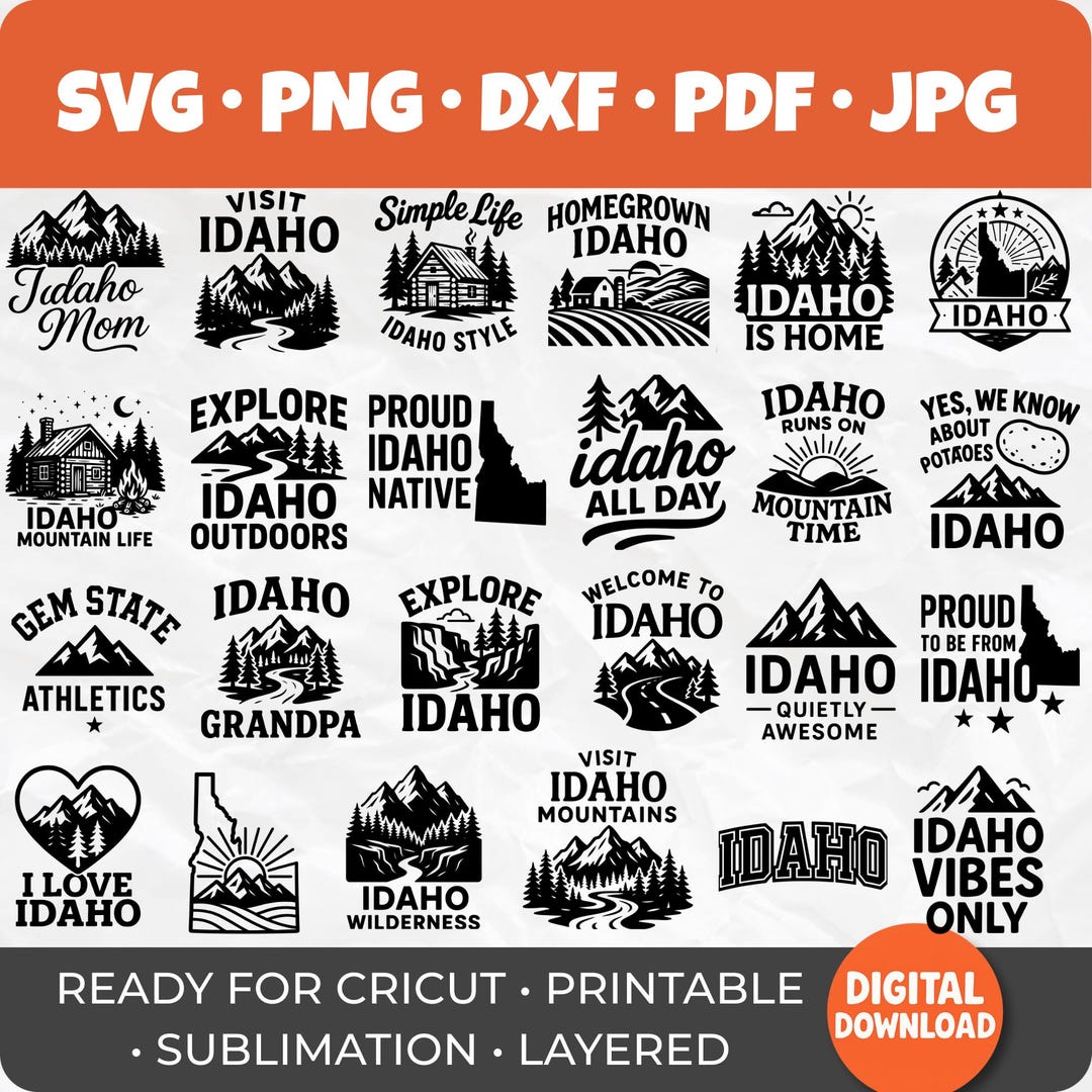 50 Idaho SVG Bundle | Gem State Designs | Mountain Life, Wilderness ...