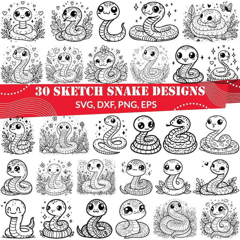 Snake Line Drawing Svg - Etsy