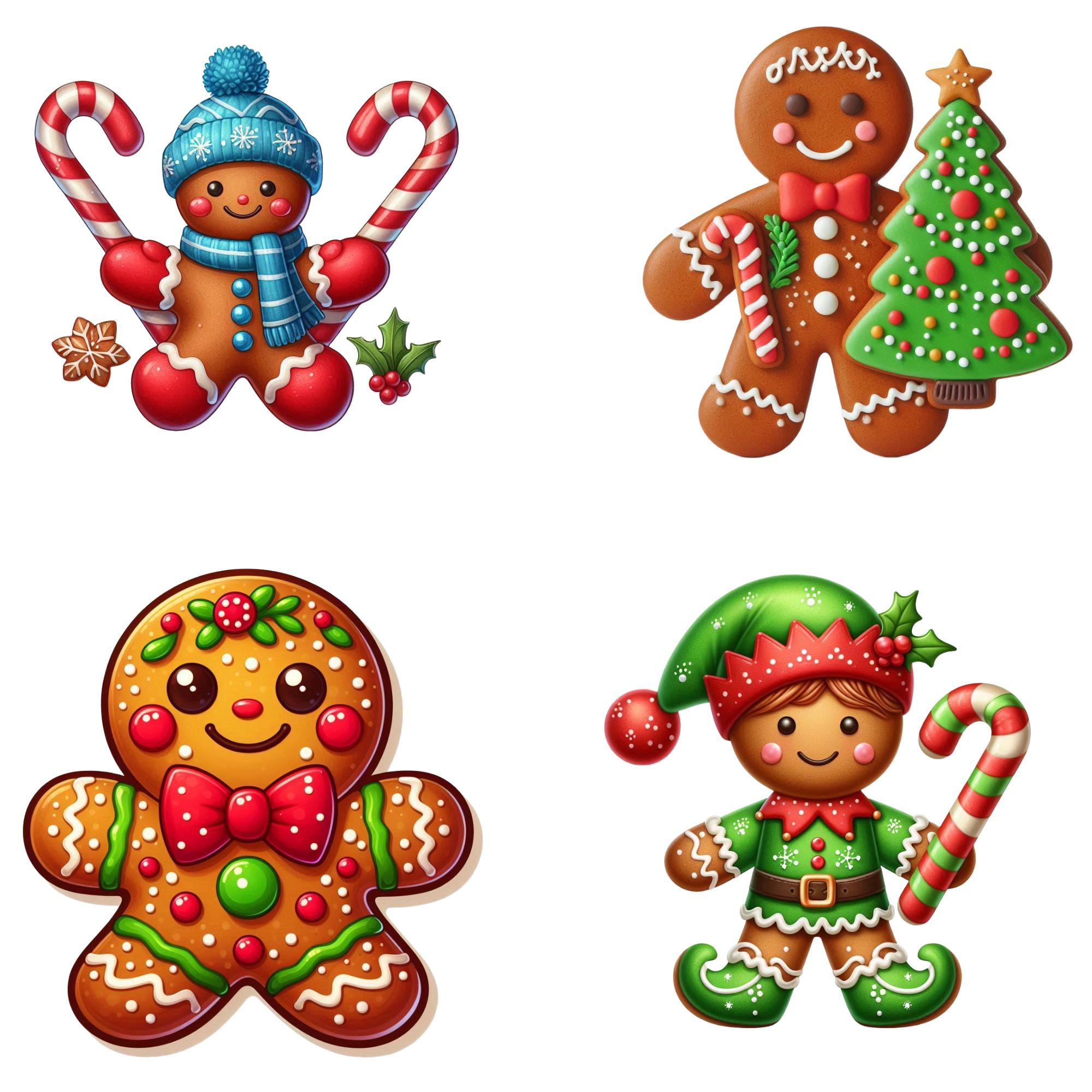 50 Gingerbread Boy PNG Bundle – Cute Christmas Cookie Clipart,holiday ...