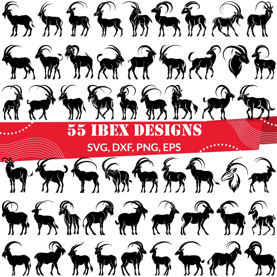 Ibex SVG | Wild Mountain Goat Silhouette Clipart for Cricut, Wildlife ...
