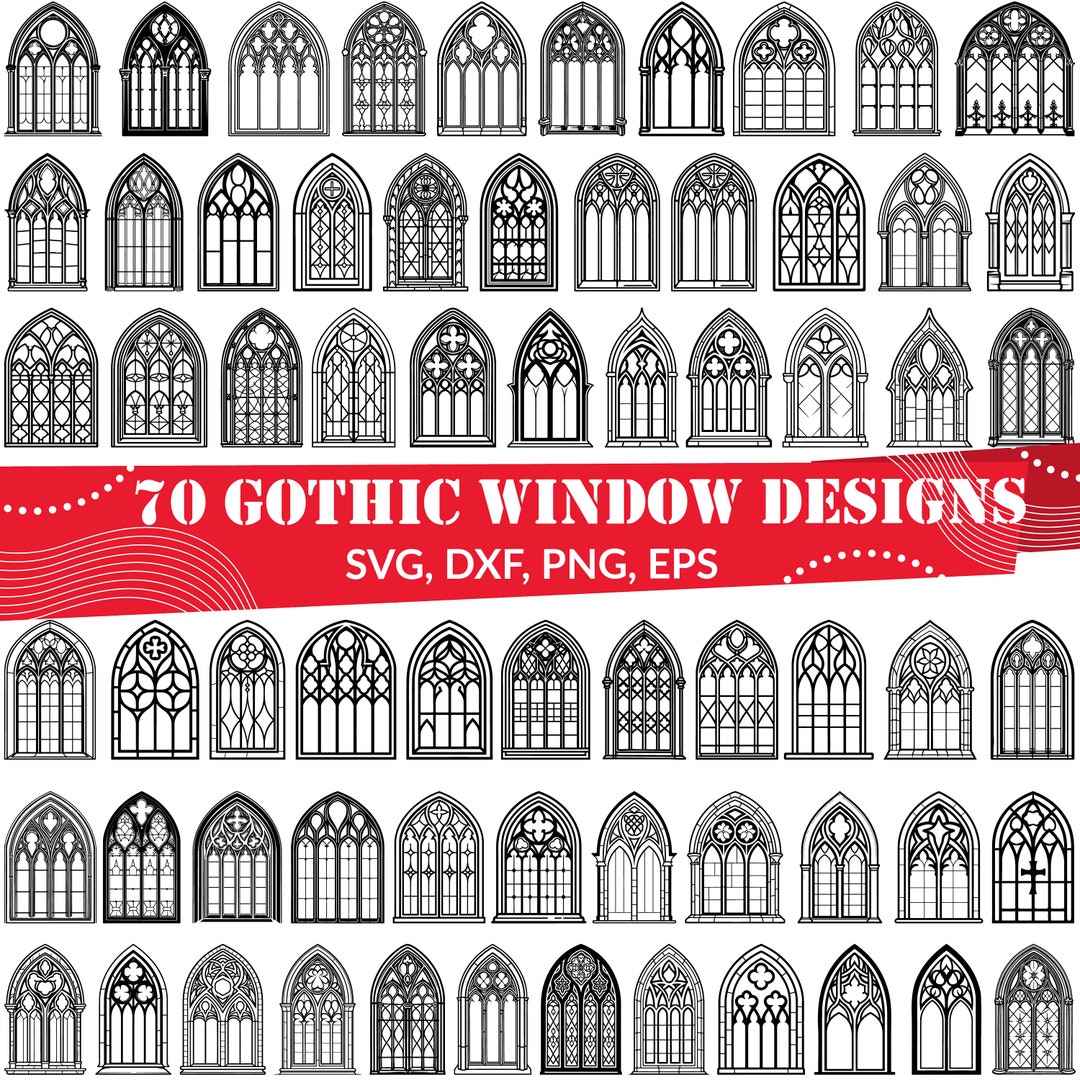 Gothic Window SVG Bundle, Gothic Window Dxf, Gothic Window Png, Gothic ...