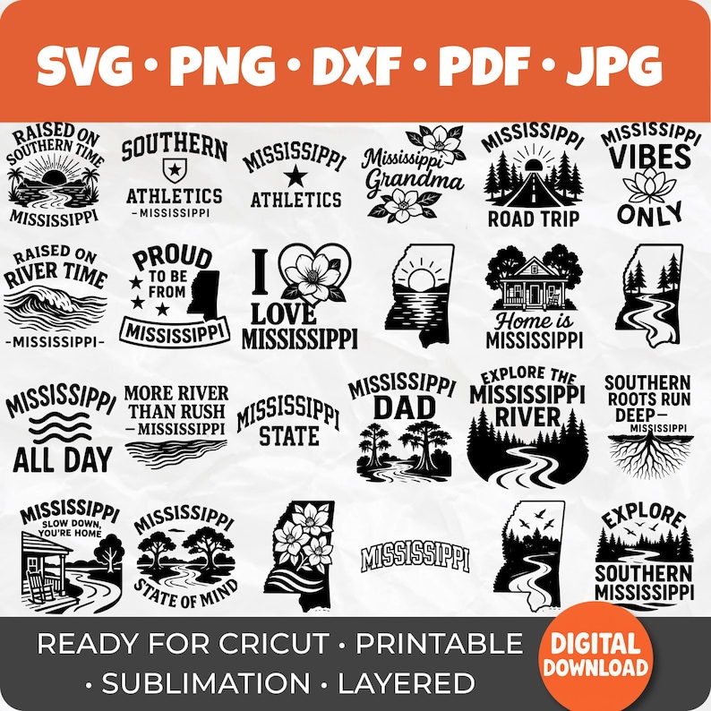 50 Mississippi SVG Bundle | Magnolia State Designs | Southern Roots ...