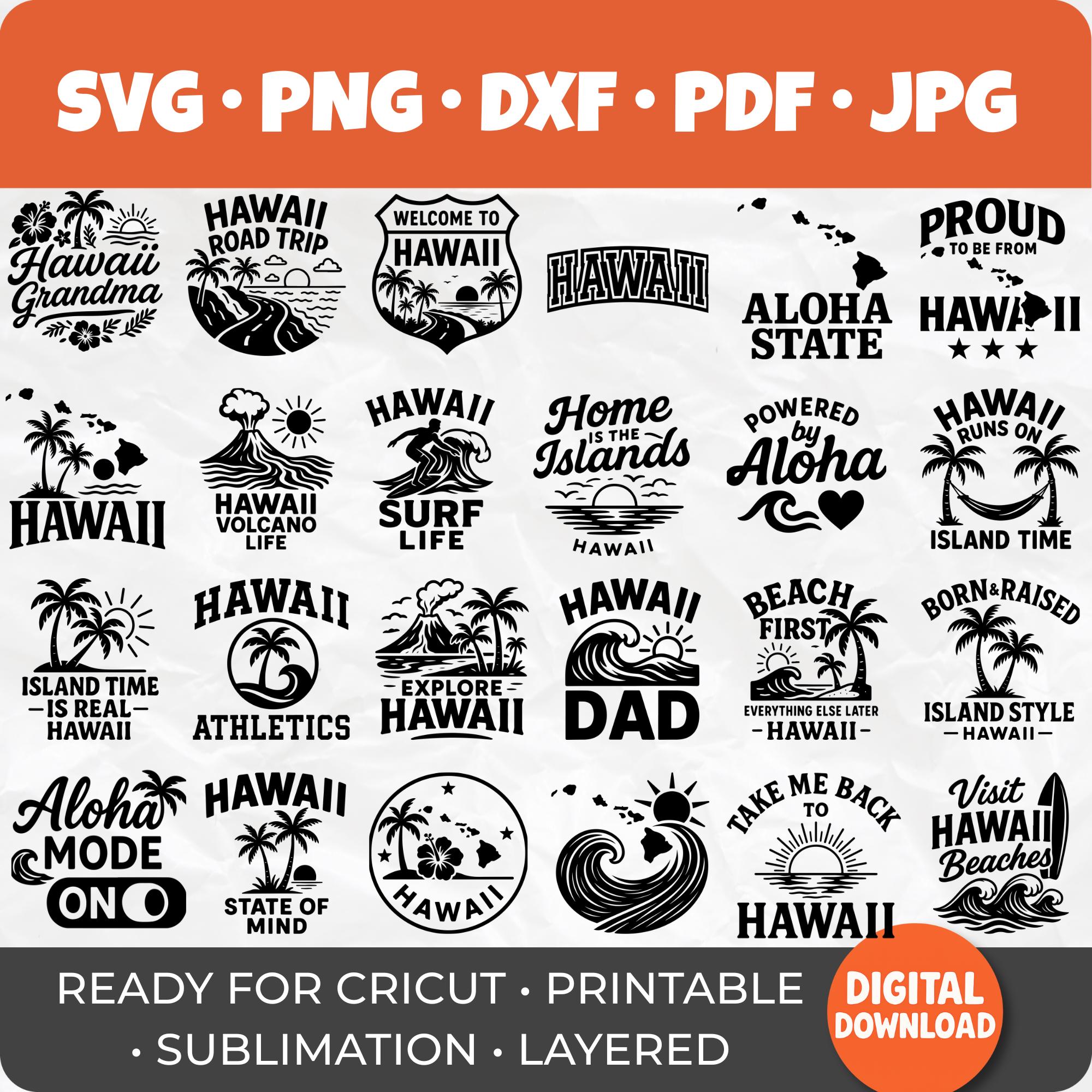 50 Hawaii SVG Bundle | the Aloha State Designs | Island Vibes, Surf ...