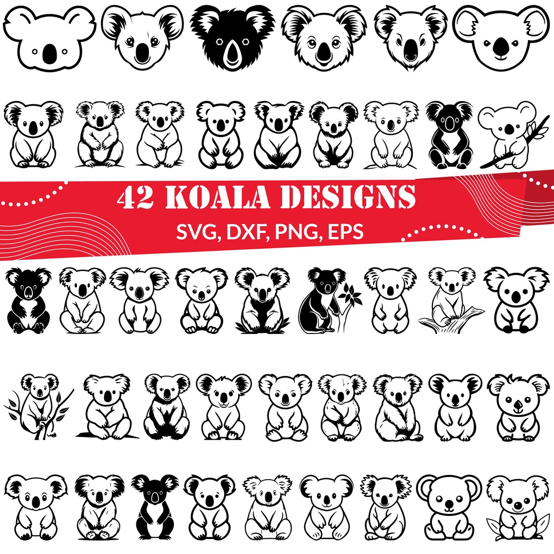 Koala SVG Bundle, Cute Koala Svg, Koala Dxf, Koala Png, Koala Eps ...