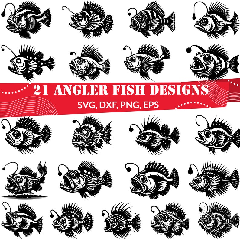 Angler Fish SVG Bundle, Angler Fish Dxf, Angler Fish Png, Angler Fish ...