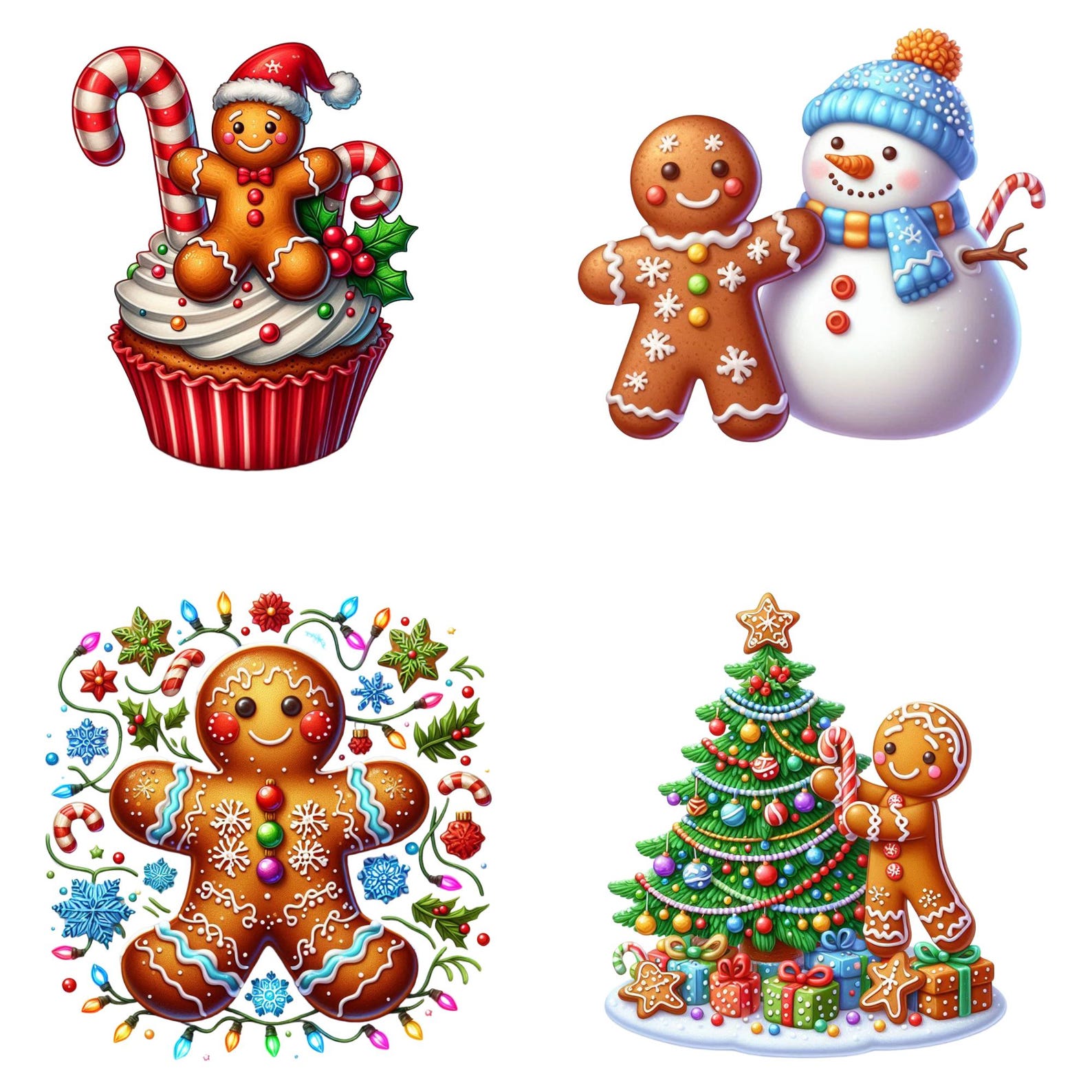 50 Gingerbread Boy PNG Bundle – Cute Christmas Cookie Clipart,holiday ...