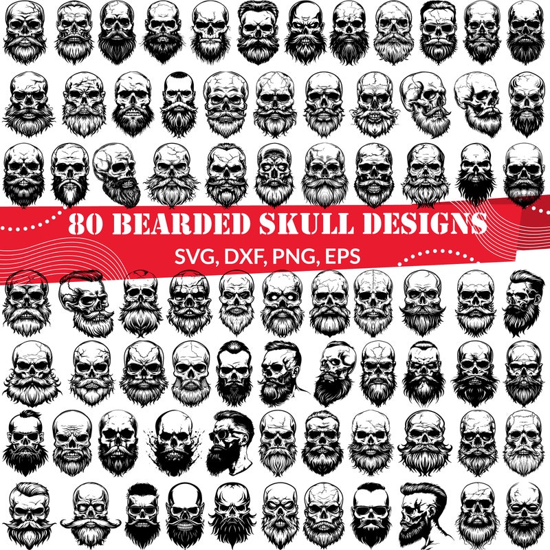 Bearded Skull - Etsy