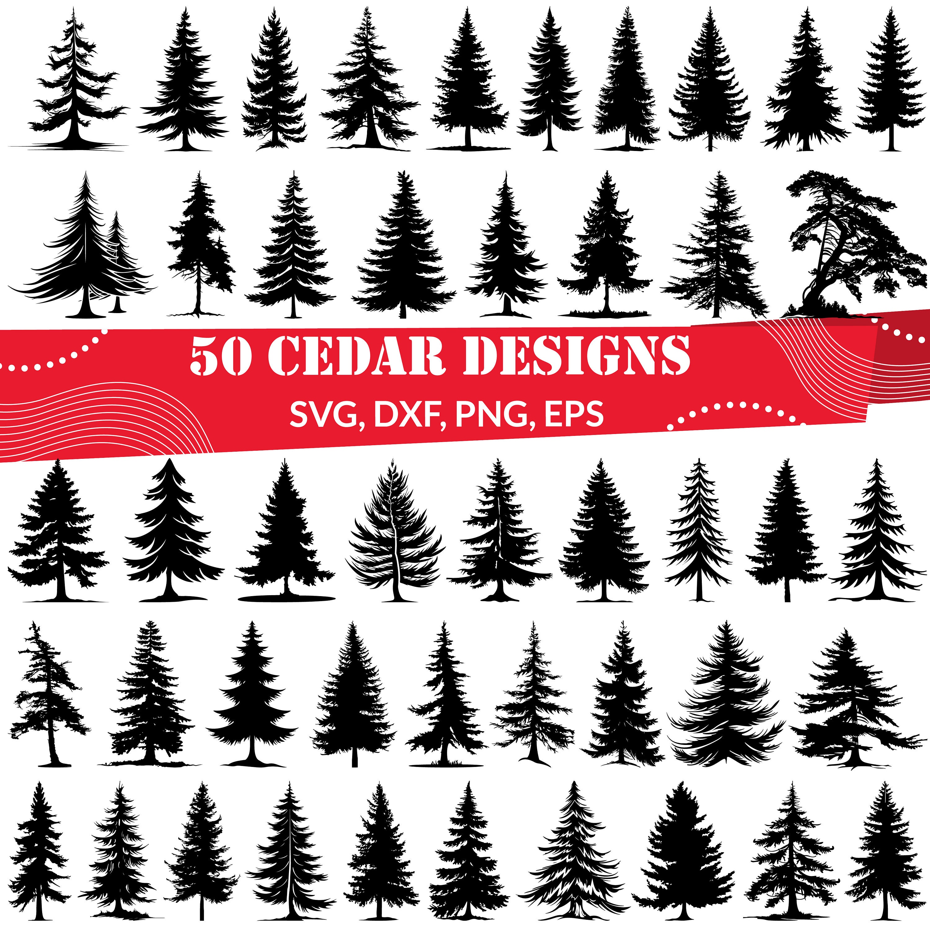 Cedar SVG Bundle, Cedar Tree Svg, Cedar Dxf, Cedar Png, Cedar Vector ...