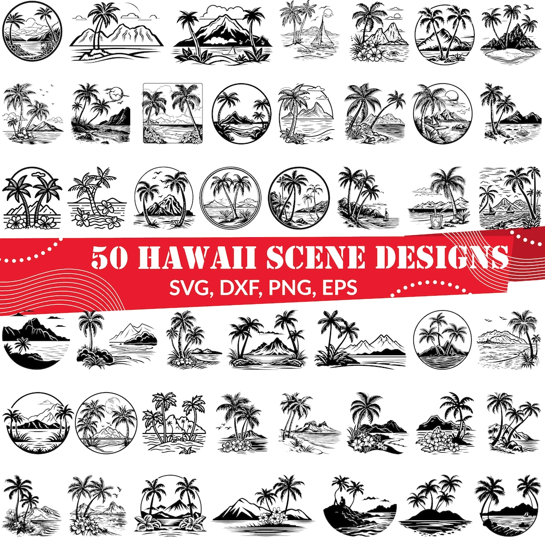 Hawaii Scene SVG Bundle, Hawaii Svg, Hawaii Scene Dxf, Hawaii Scene Png ...