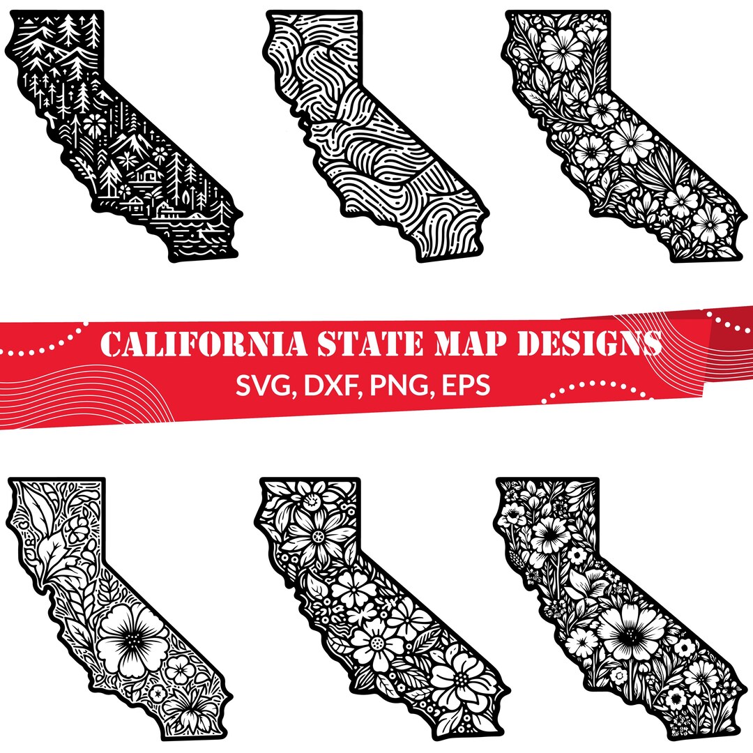 California State Map SVG Bundle, California State Dxf, California State ...