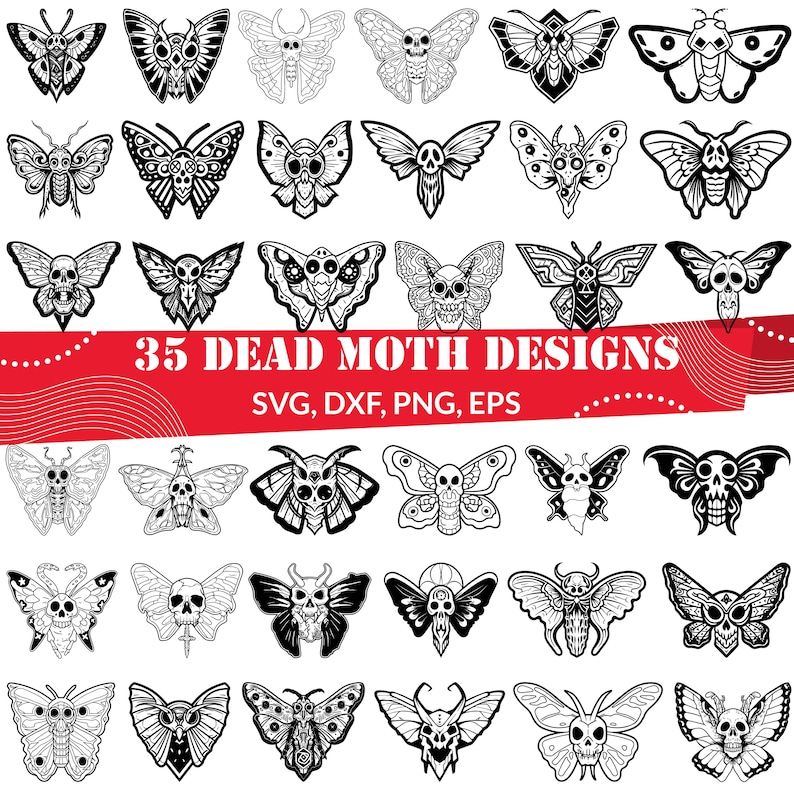 35 Dead Moth SVG Bundle | Gothic Moth Clipart | Skull Moth Designs ...