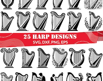 Harp SVG Bundle, Harp Design, Celtic Harp Svg, Harp Png, Harp Vector ...