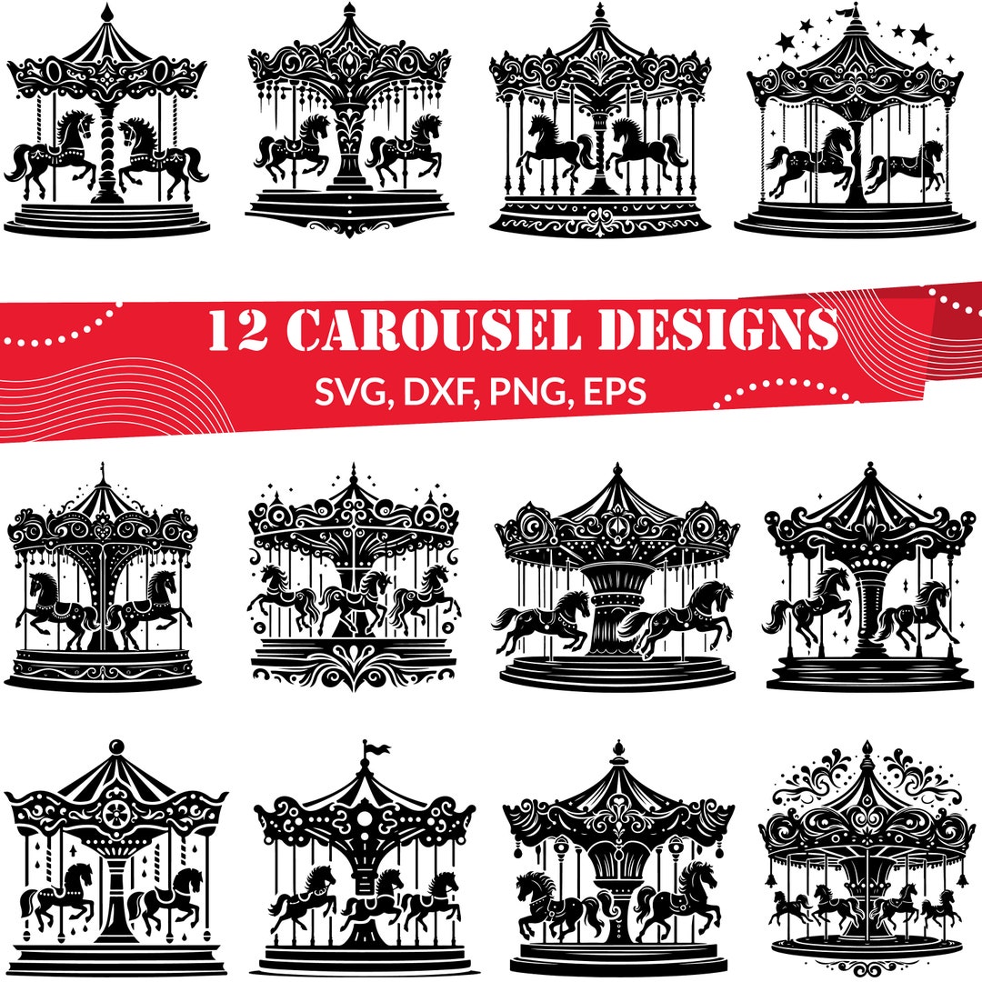 Carousel SVG Bundle, Carousel Horse Svg, Carousel Dxf, Carousel Png ...