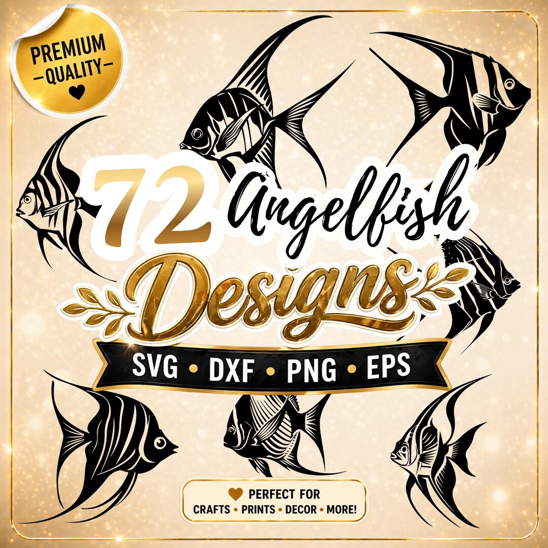 Angelfish SVG Bundle, Tropical Fish Clipart, Exotic Marine Silhouette ...