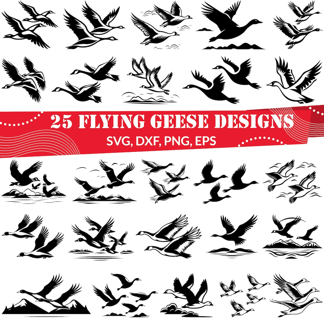 Flying Geese SVG Bundle, Canadian Goose Svg, Goose Hunting Svg, Flying ...
