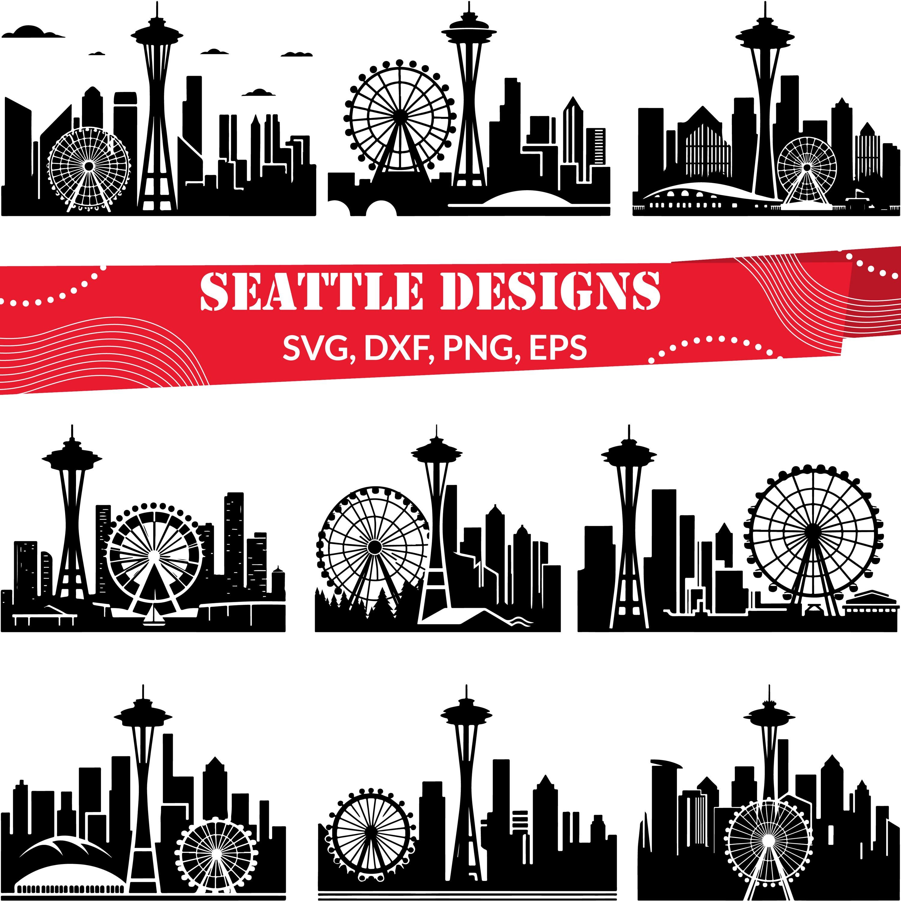 Seattle SVG Bundle, Seattle Skyline Svg, Seattle Dxf, Seattle Png ...