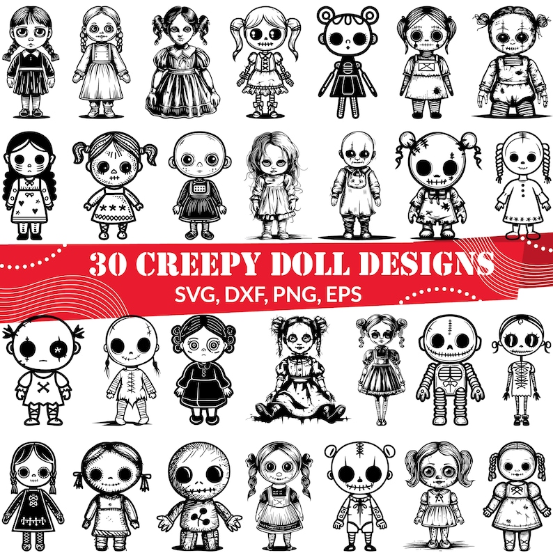 Creepy Doll SVG Bundle, Gothic Baby Svg, Spooky Doll Svg, Creepy Doll ...
