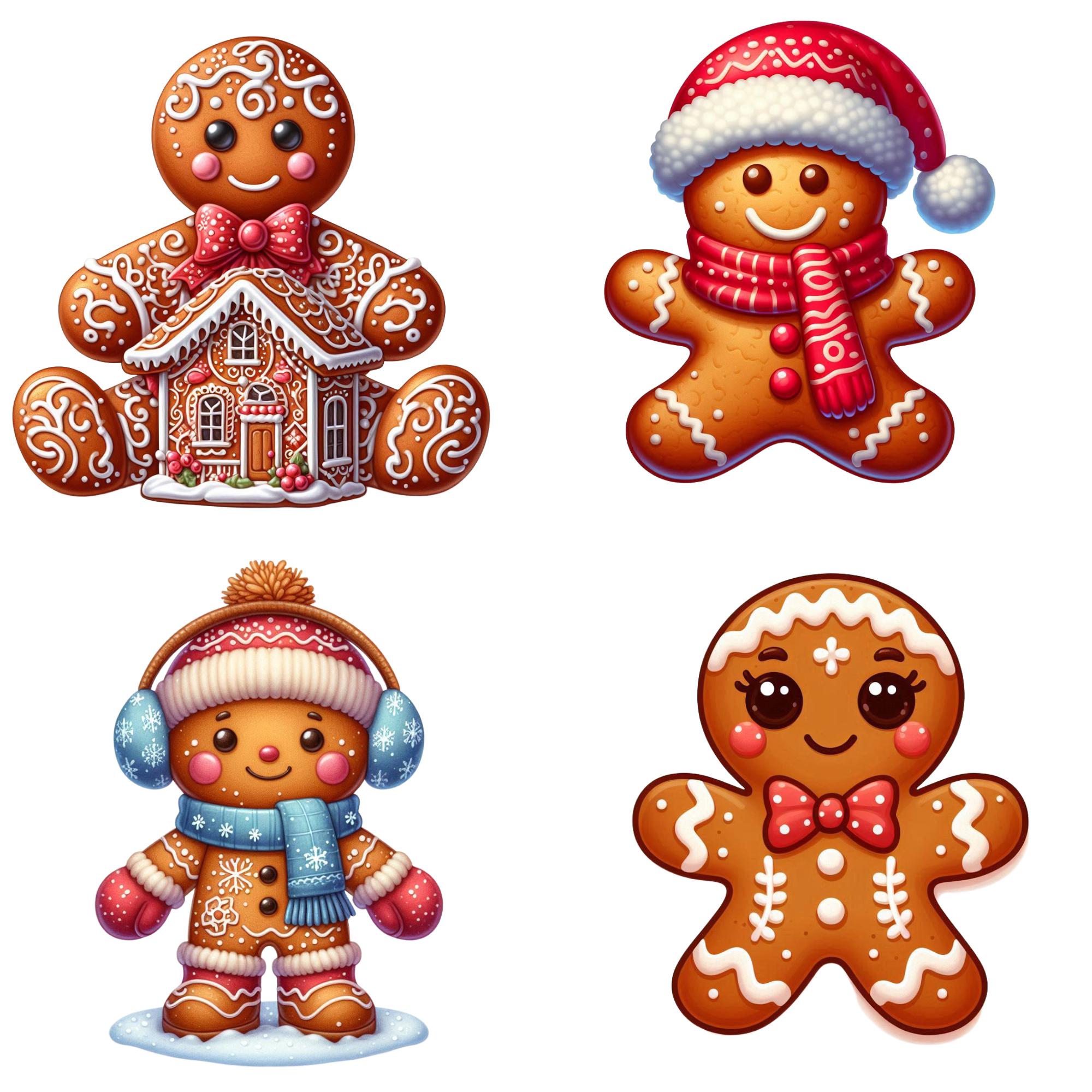 50 Gingerbread Boy PNG Bundle – Cute Christmas Cookie Clipart,holiday ...