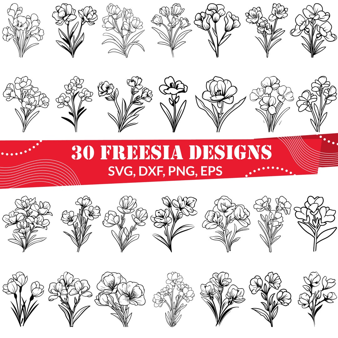 Freesia SVG Bundle, Freesia Line Art, Freesia Dxf, Freesia Png, Freesia ...