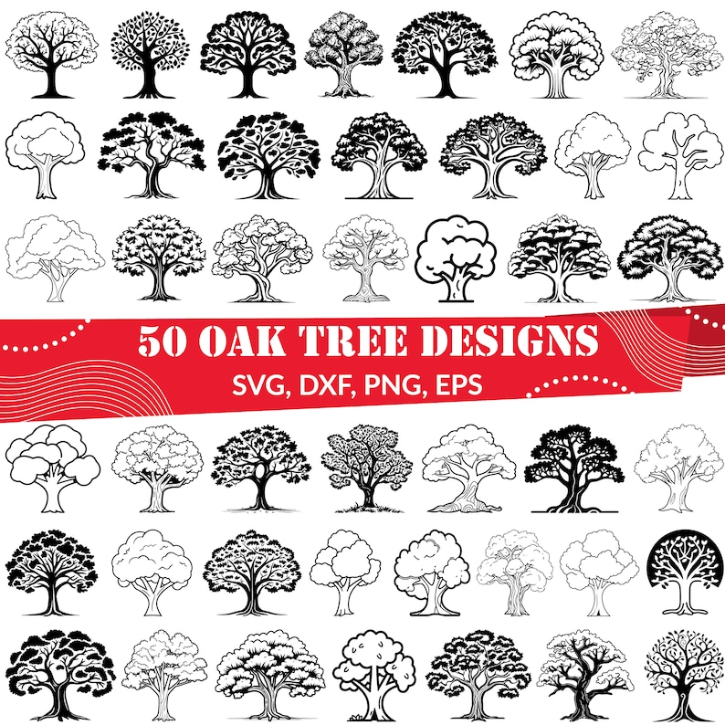 Oak Tree SVG Bundle, Oak Tree Dxf, Oak Tree Png,oak Tree Clipart, Oak ...