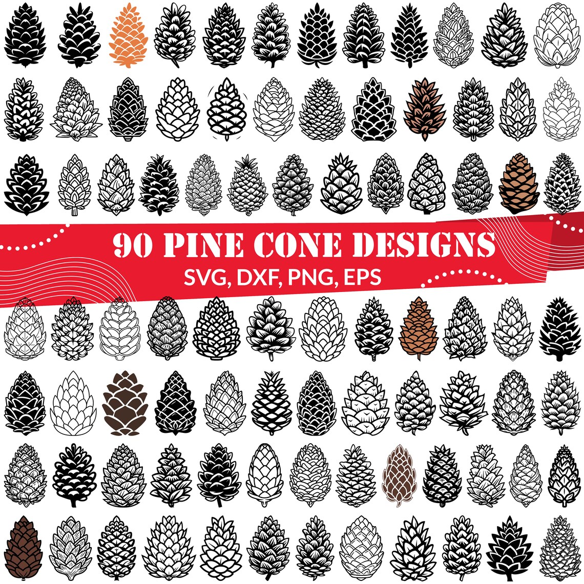 Pine Cone SVG Bundle, Pinecone Svg, Pine Cone Dxf, Pine Cone Png, Pine ...