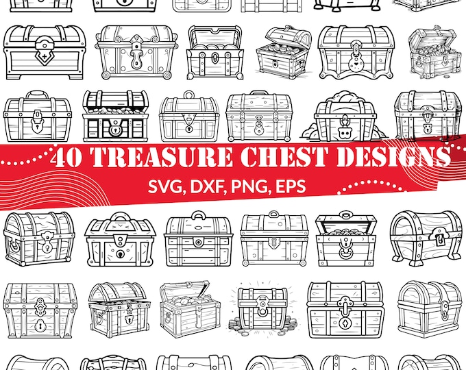 PIRATE TREASURE CHEST Svg, Antique Wooden Treasure Chest Svg Files for ...
