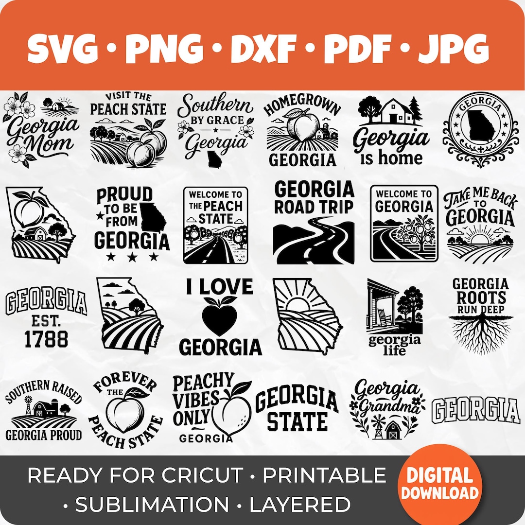 50 Georgia SVG Bundle | the Peach State Designs | Southern Charm, Sweet ...