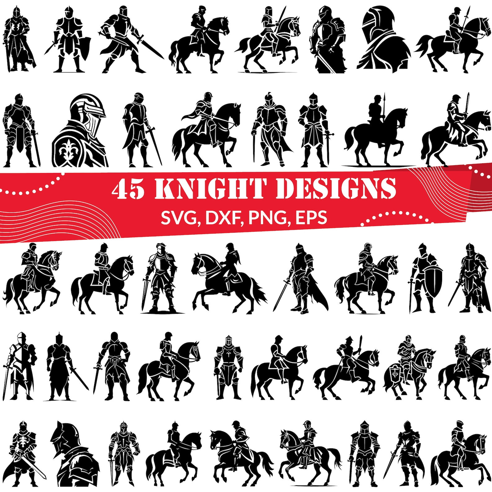 Knight SVG Bundle, Knight Dxf, Knight Png, Knight Vector, Knight Cut ...