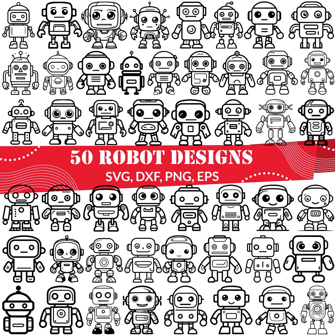 Robot SVG | Futuristic AI Machine Clipart | Cute Sci-fi Tech Design for ...