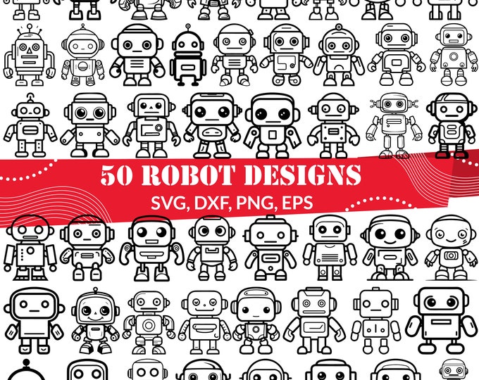 Cute Robot SVG Bundle, Chibi Kawaii Robot Cut Files, Funny Robot SVG ...