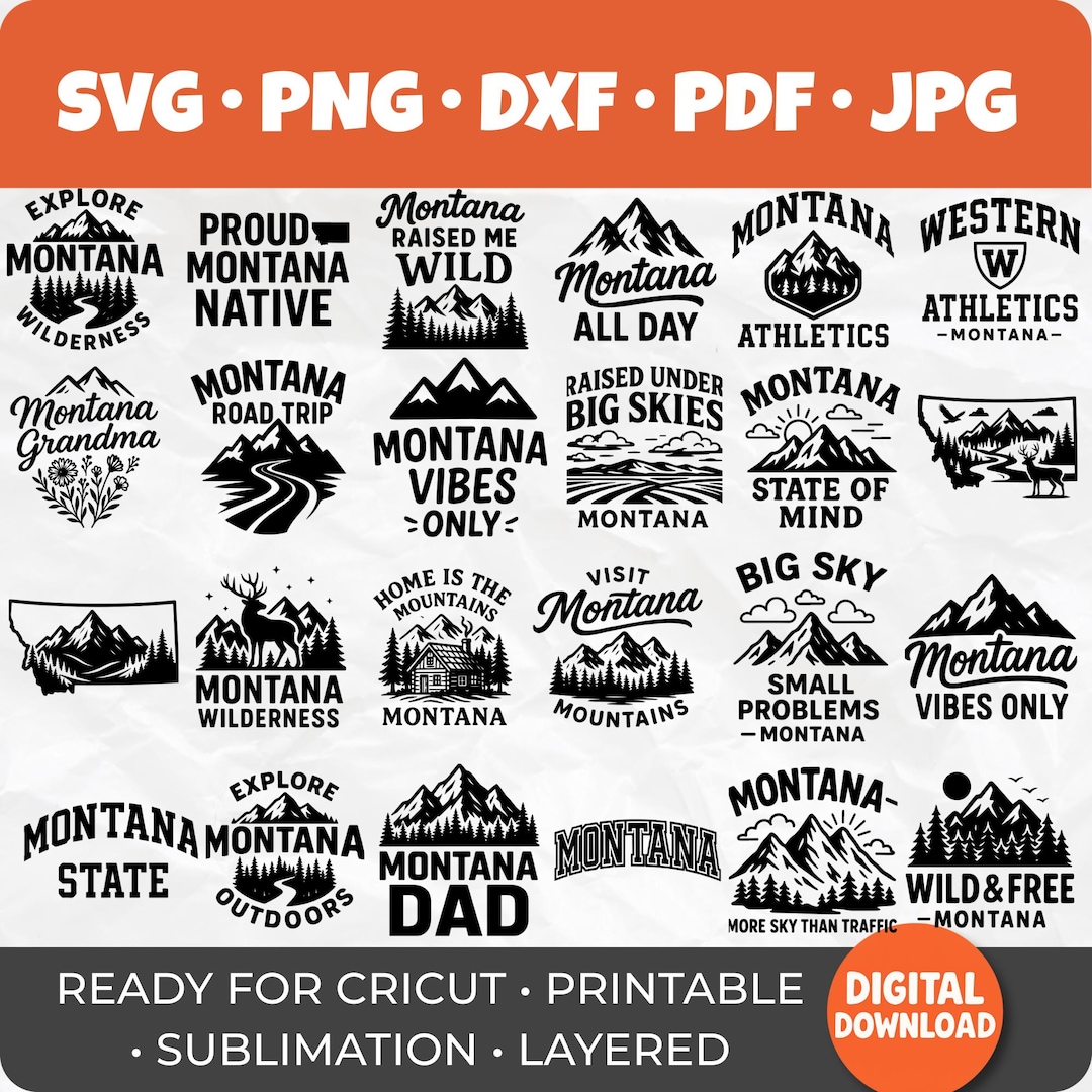 Montana SVG Bundle | 50 Big Sky State Designs | Western Mountains ...