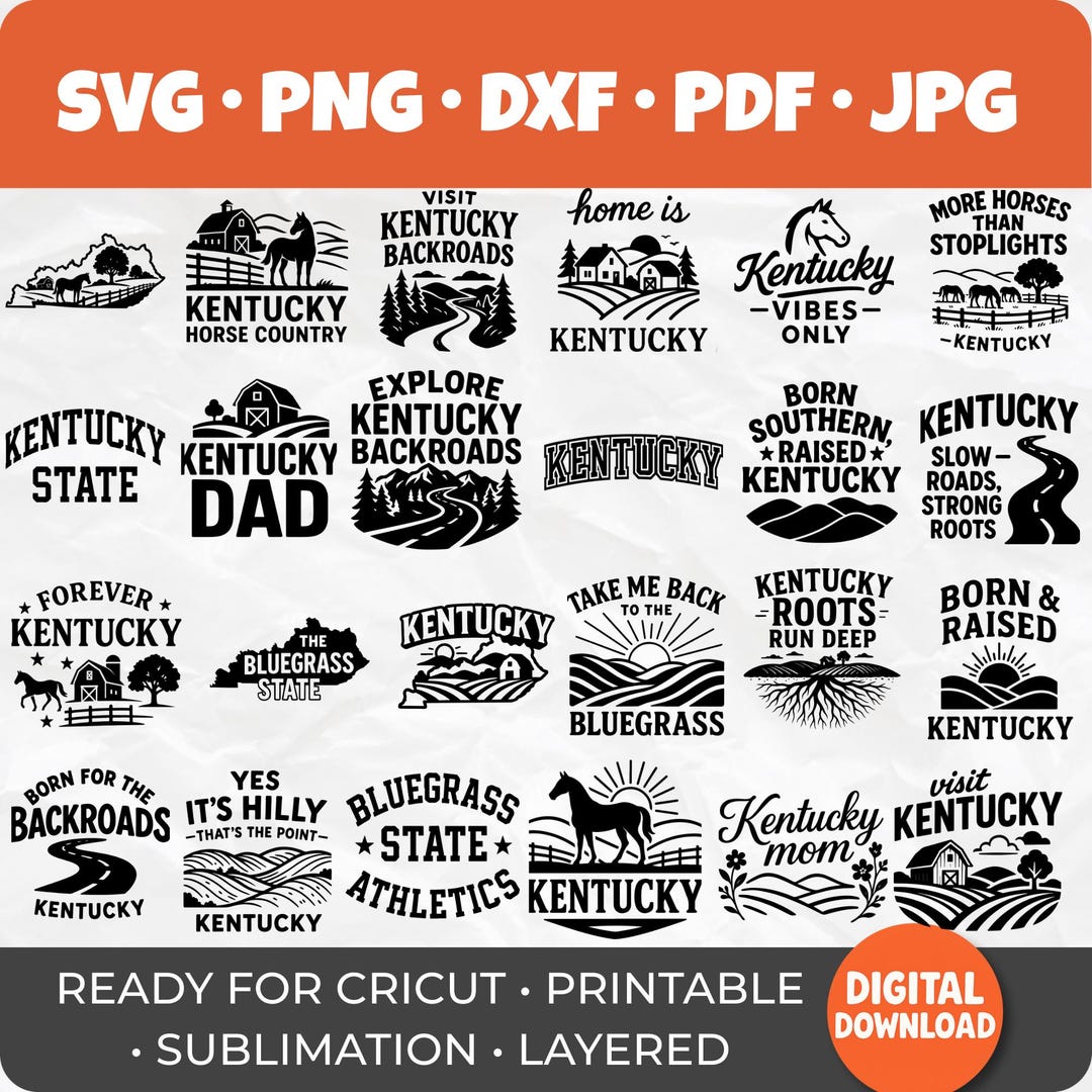 50 Kentucky SVG Bundle | the Bluegrass State Designs | Southern Pride ...
