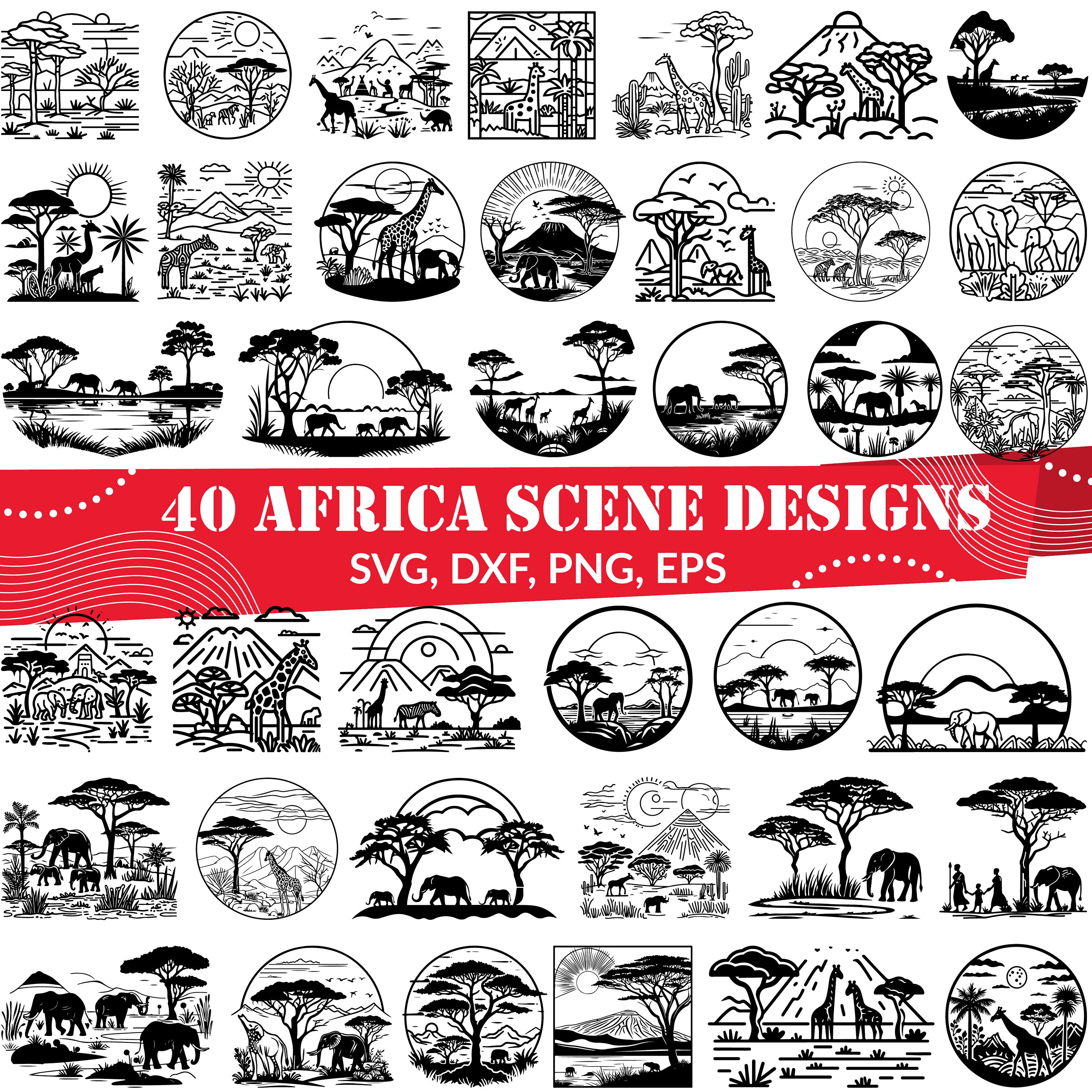 Africa Scene SVG Bundle, Africa Scene Dxf, Africa Scene Png, Africa ...