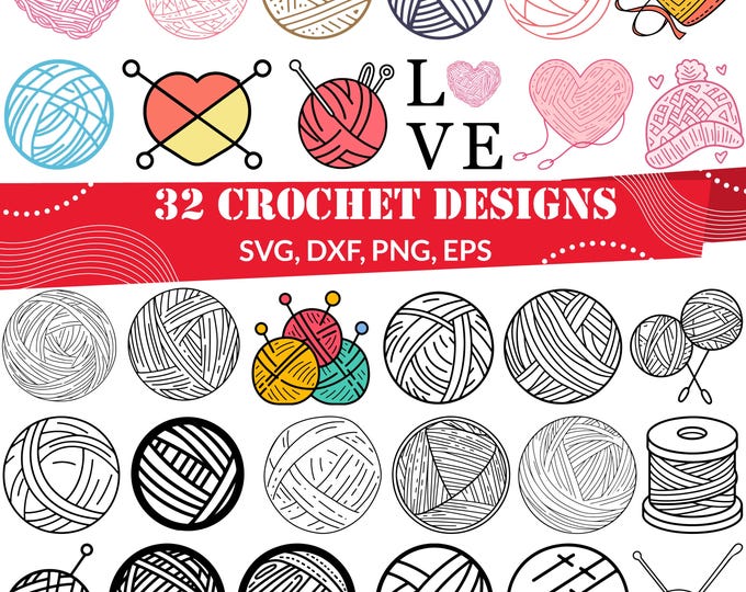 Ball of Yarn With Heart SVG File,crocheting Svg,crochet Hook SVG ...