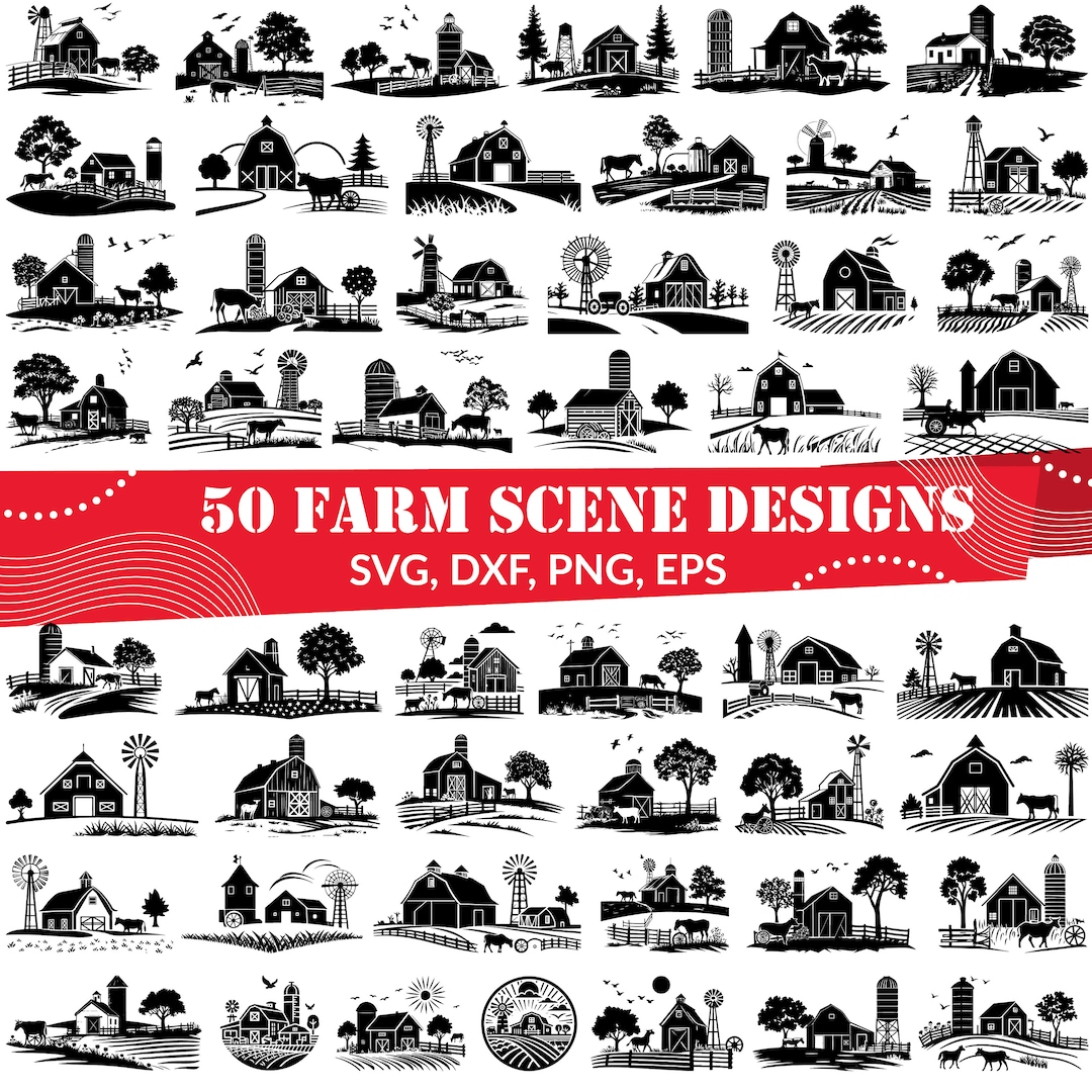 Farm Scene SVG Bundle, Farm Scene Dxf, Farm Scene Png, Farm Scene ...