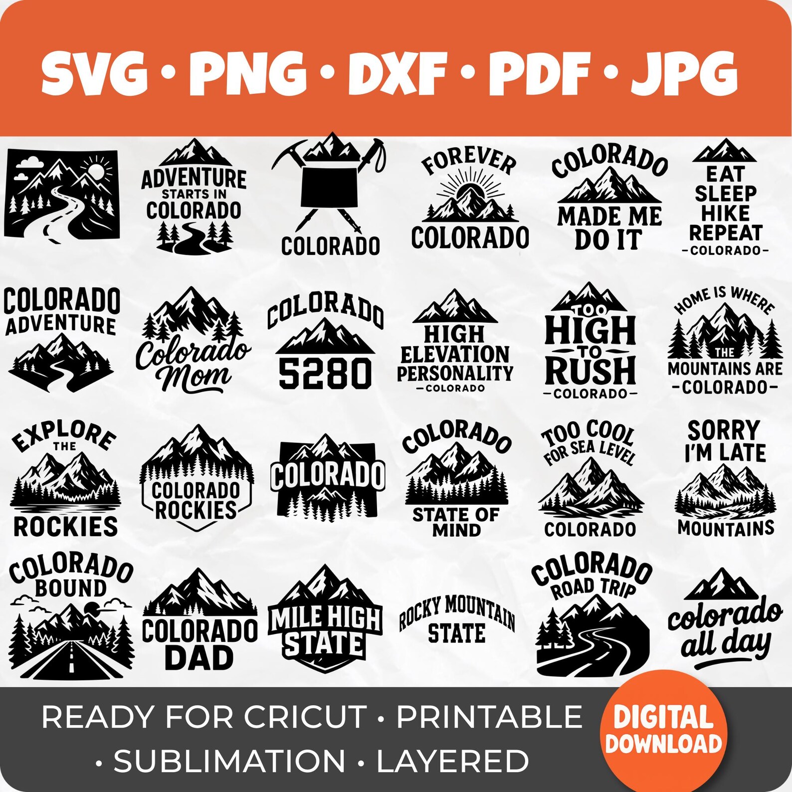 50 Colorado SVG Bundle | Rocky Mountain State Designs | High Altitude ...
