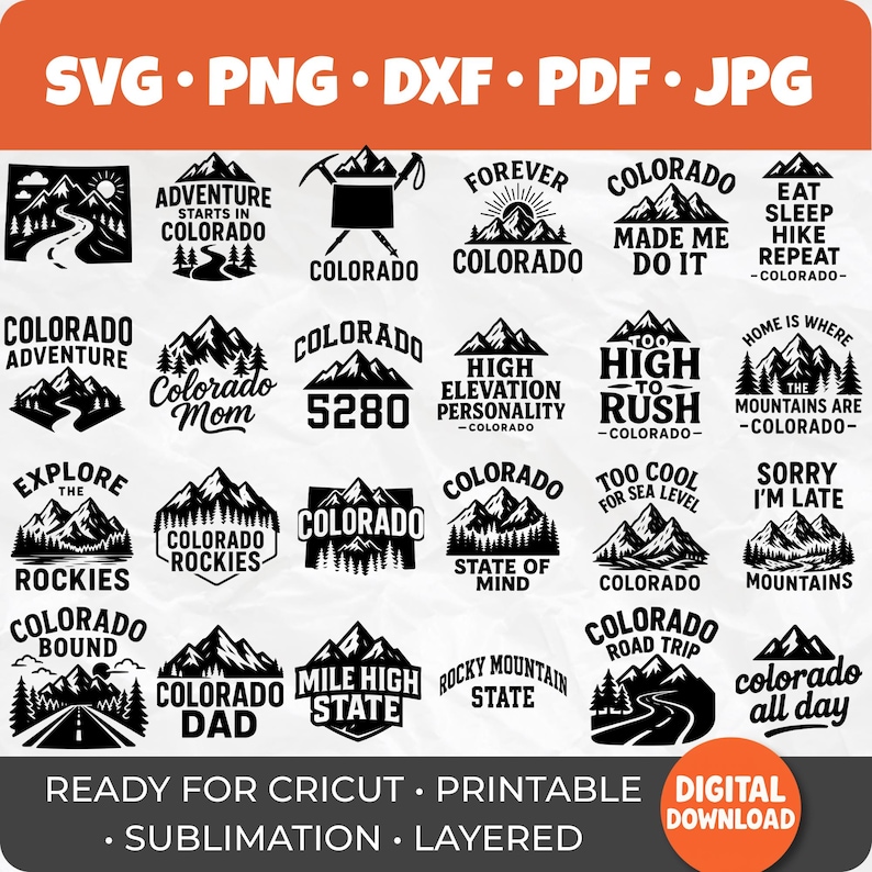 50 Colorado SVG Bundle | Rocky Mountain State Designs | High Altitude ...