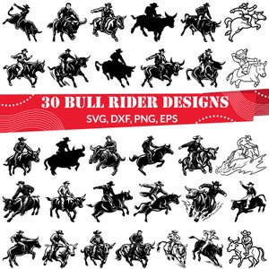 Bull Rider SVG Bundle, Bull Rider Clipart, Bull Riding Design, Rodeo ...