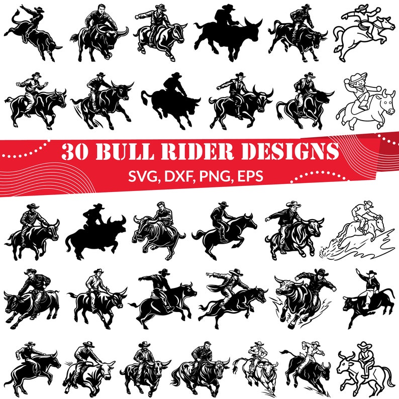 Bull Rider SVG Bundle, Rodeo Svg, Bull Rider Dxf, Bull Rider Png, Bull ...
