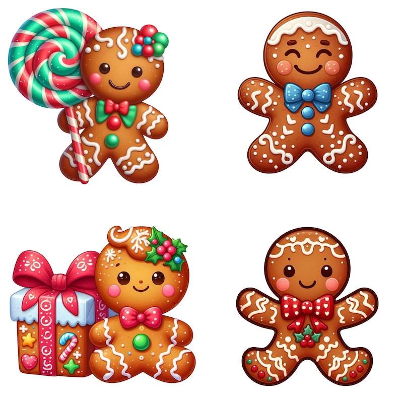 50 Gingerbread Boy PNG Bundle – Cute Christmas Cookie Clipart,holiday ...