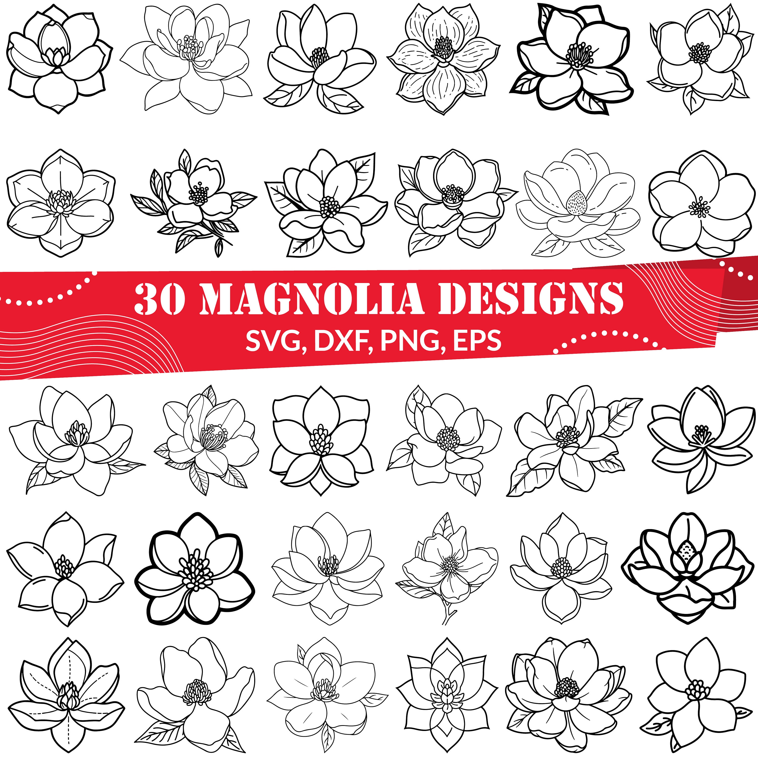 Magnolia SVG Bundle, Magnolia Dxf, Magnolia Png, Magnolia Eps, Magnolia ...