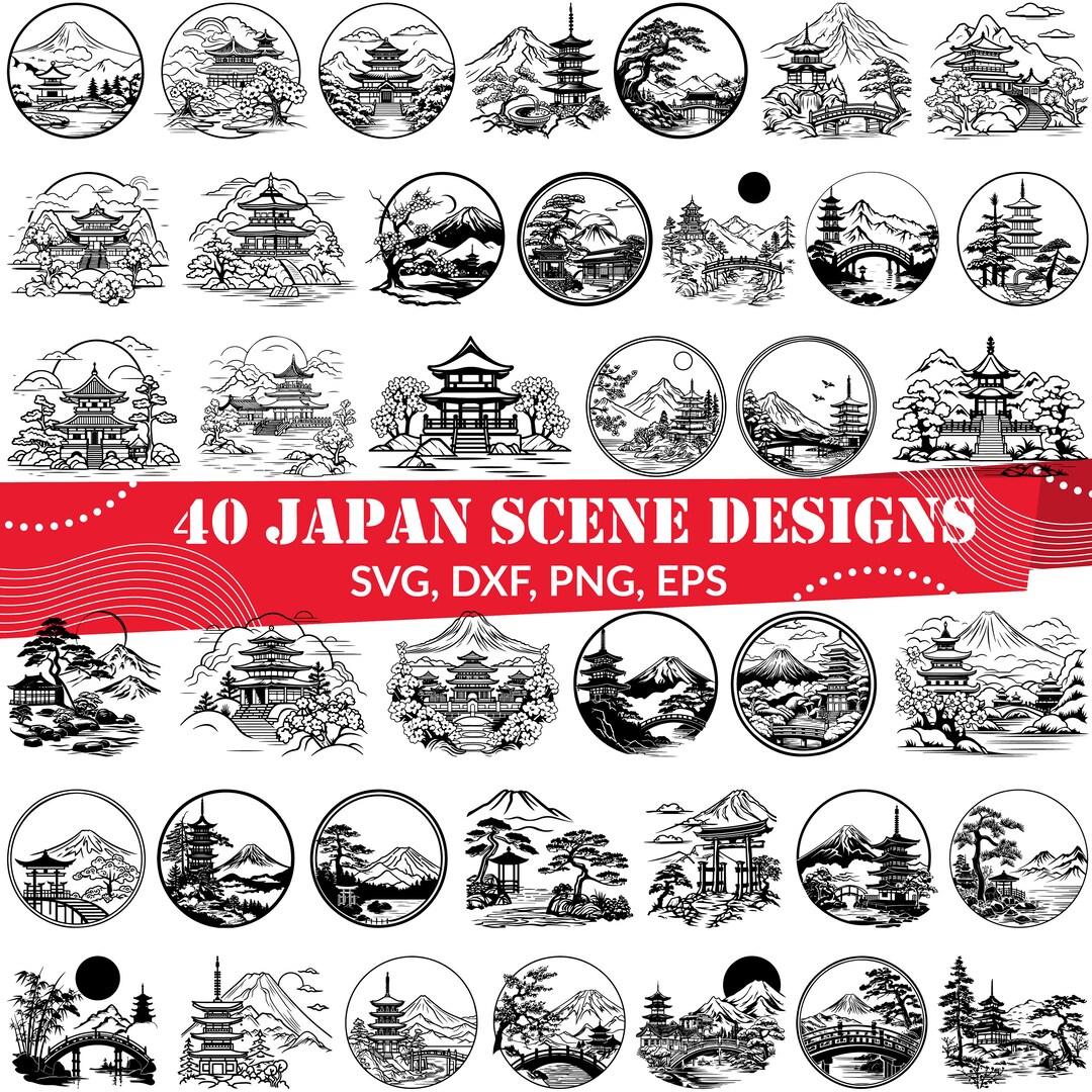 Japan Scene SVG Bundle, Japan Scene Dxf, Japan Scene Png, Japan Scene ...